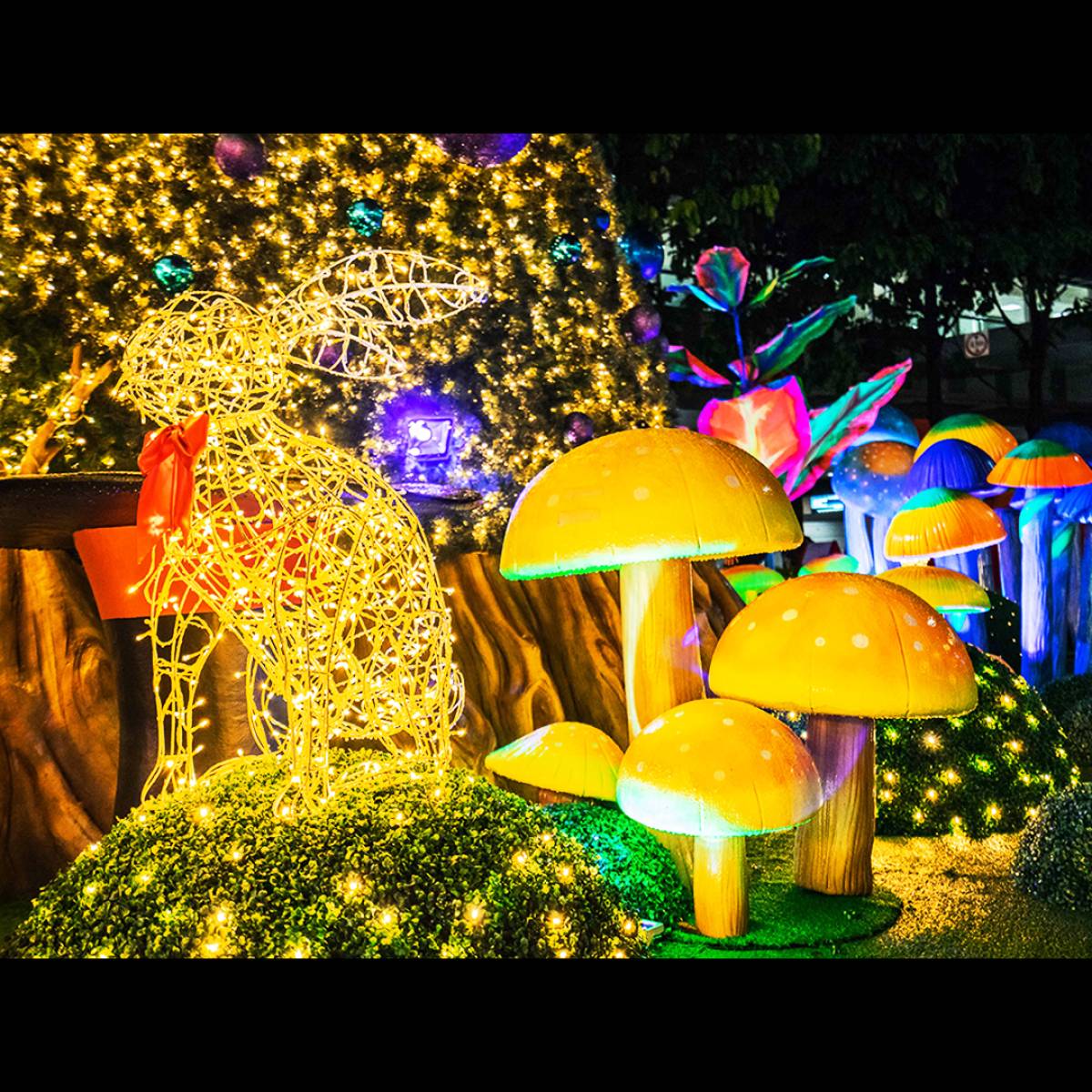 Yellow Neon Mushrooms - SG Largest Outdoor Garden Event Decor Rental