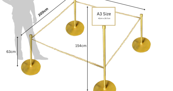 A3 Sign Tall 120cm Classy glamorous Gold / Black exhibition Barricade ...