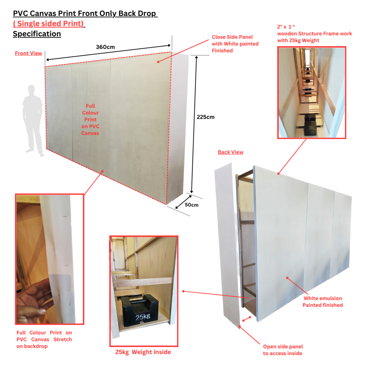 Self Standing Plywood Backdrops with Front and Back PVC Canvas Printing ...