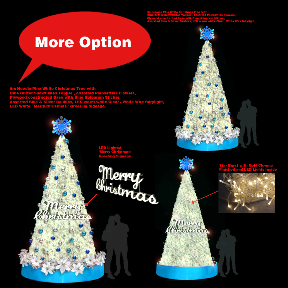 5m Indoor Outdoor Classic Blue and Sliver Giant White Christmas Tree ...
