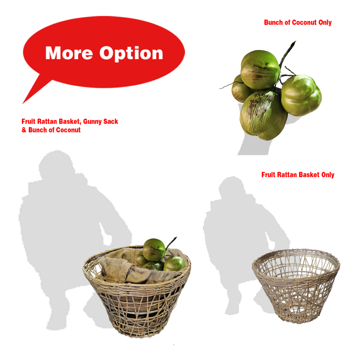 Artificial Coconuts in Rattan Basket - SG's Largest Artificial Fruits ...
