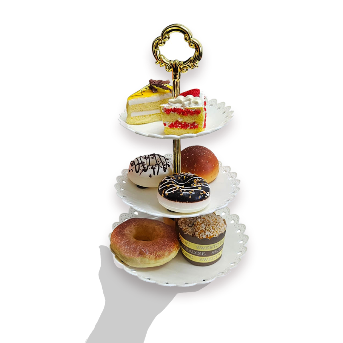 Assorted Artificial Bread and Pastry in a Rattan Basket & 3 tier French ...