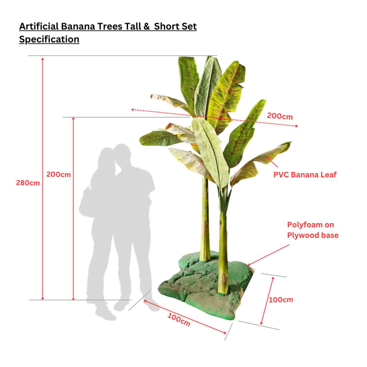 Artificial Banana Tree Plant with boulders - Large Faux Outdoor Trees ...