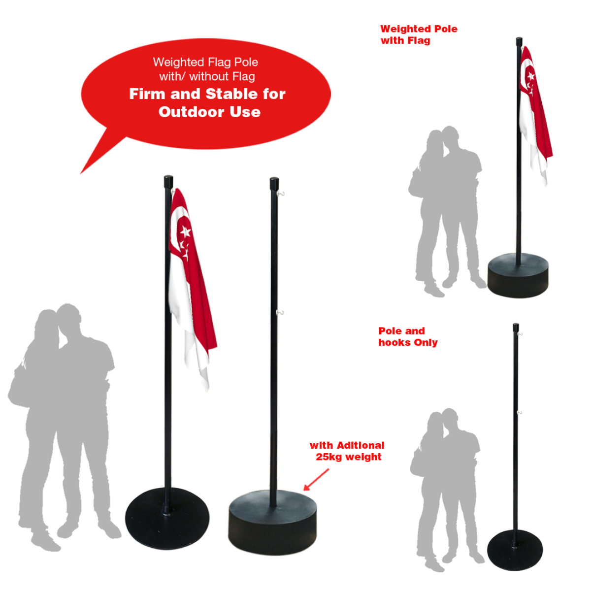 Flag Poles - SG's Largest Outdoor Flag Pole Rental
