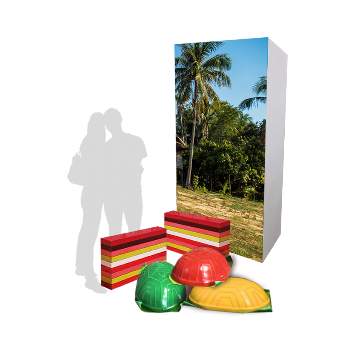 Kampung Scene Backdrop with Coconut Tree Bartop Table and Giant Good ...