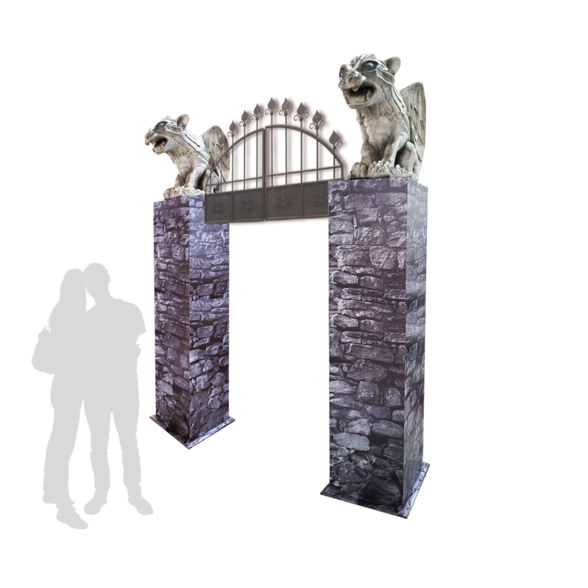 Medieval Castle Entrance Arch with Bamboo Light Torches and Wooden Pole ...