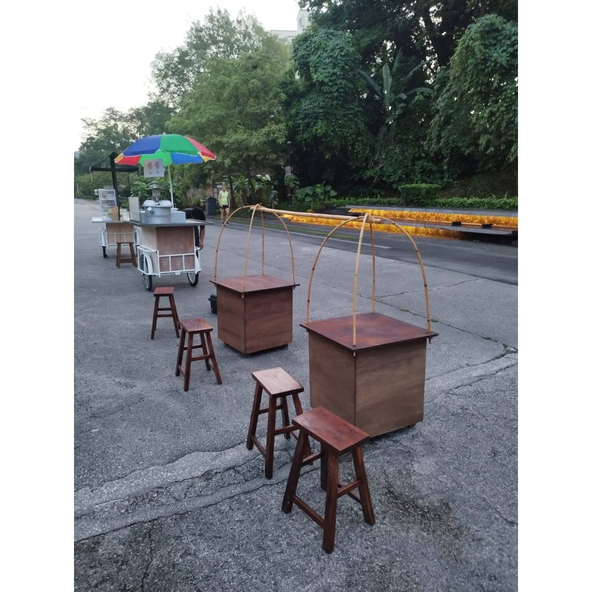 Old Wooden Stools - SG's Largest Wooden Event Furniture Rental Platform