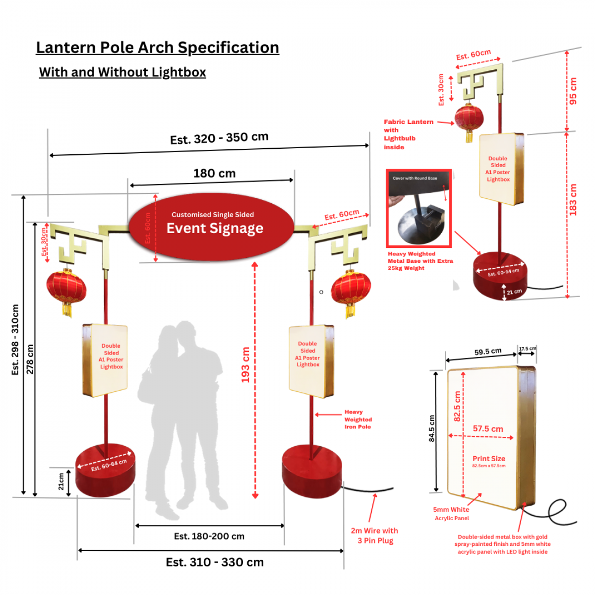 Oriental Lantern Arch Entrance with Event Sign (With Lights, Chinese ...