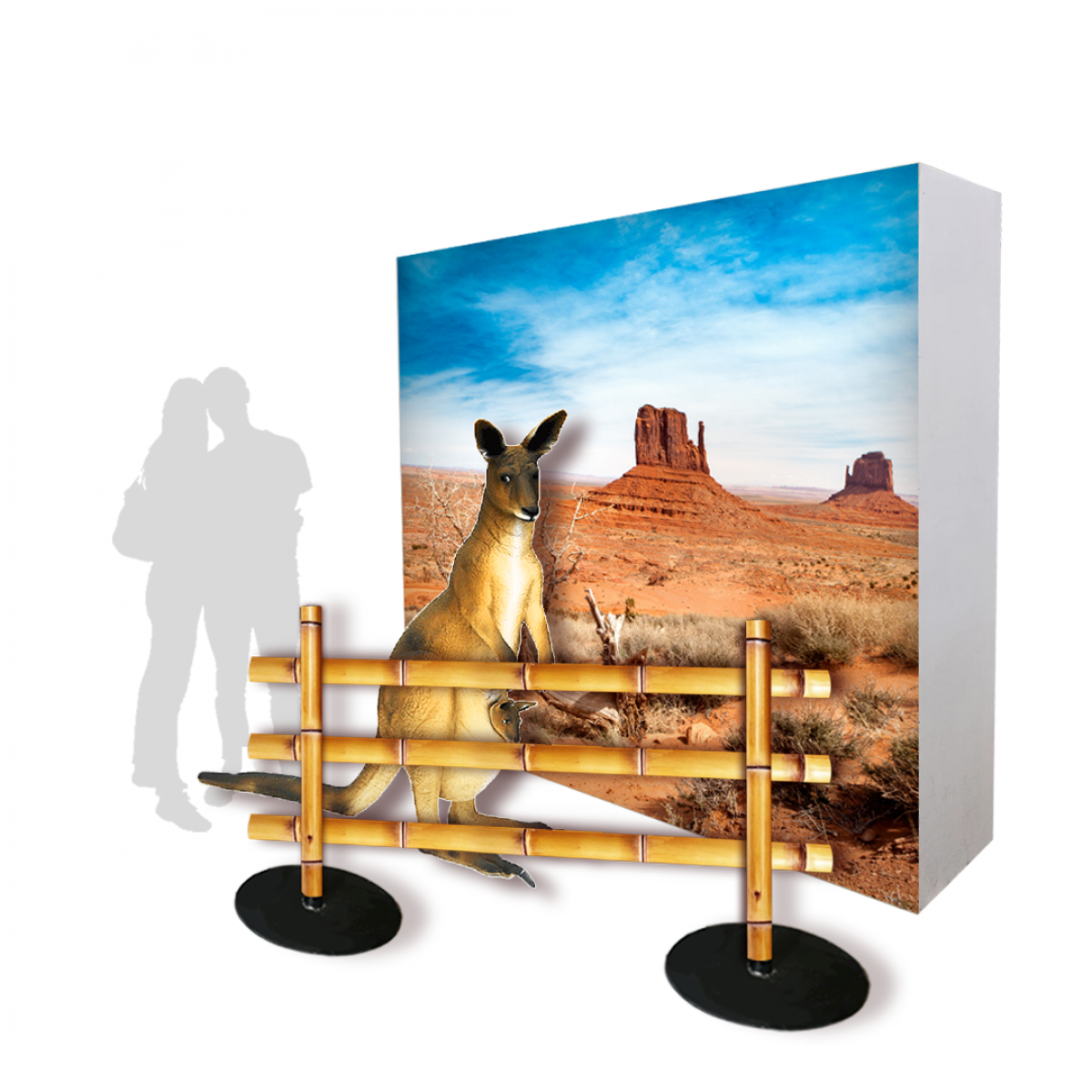 Self-standing Outback Desert Backdrop with Kangaroo and Bamboo Barriers ...