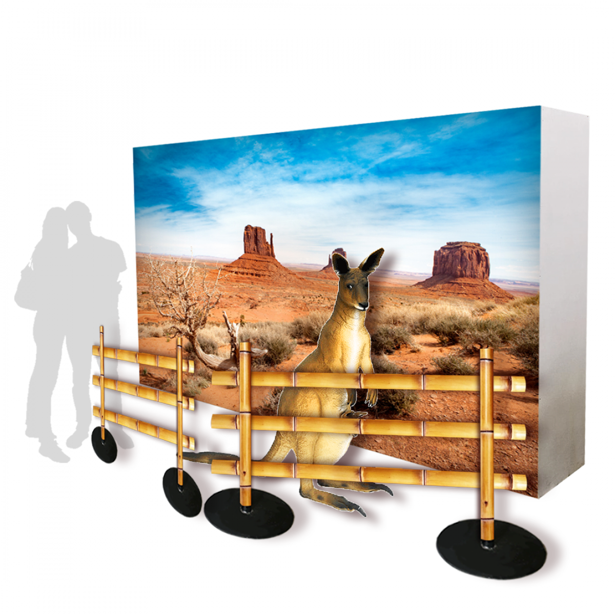 Self-standing Outback Desert Backdrop with Kangaroo and Bamboo Barriers ...