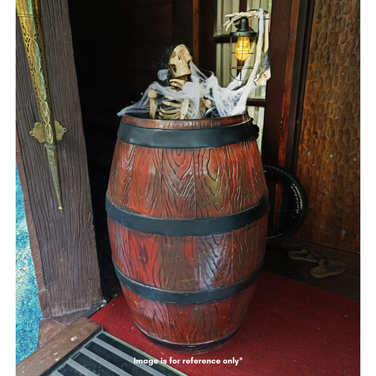 SG Largest Creepy Halloween Decor Rental Platform - Barrel Skeleton