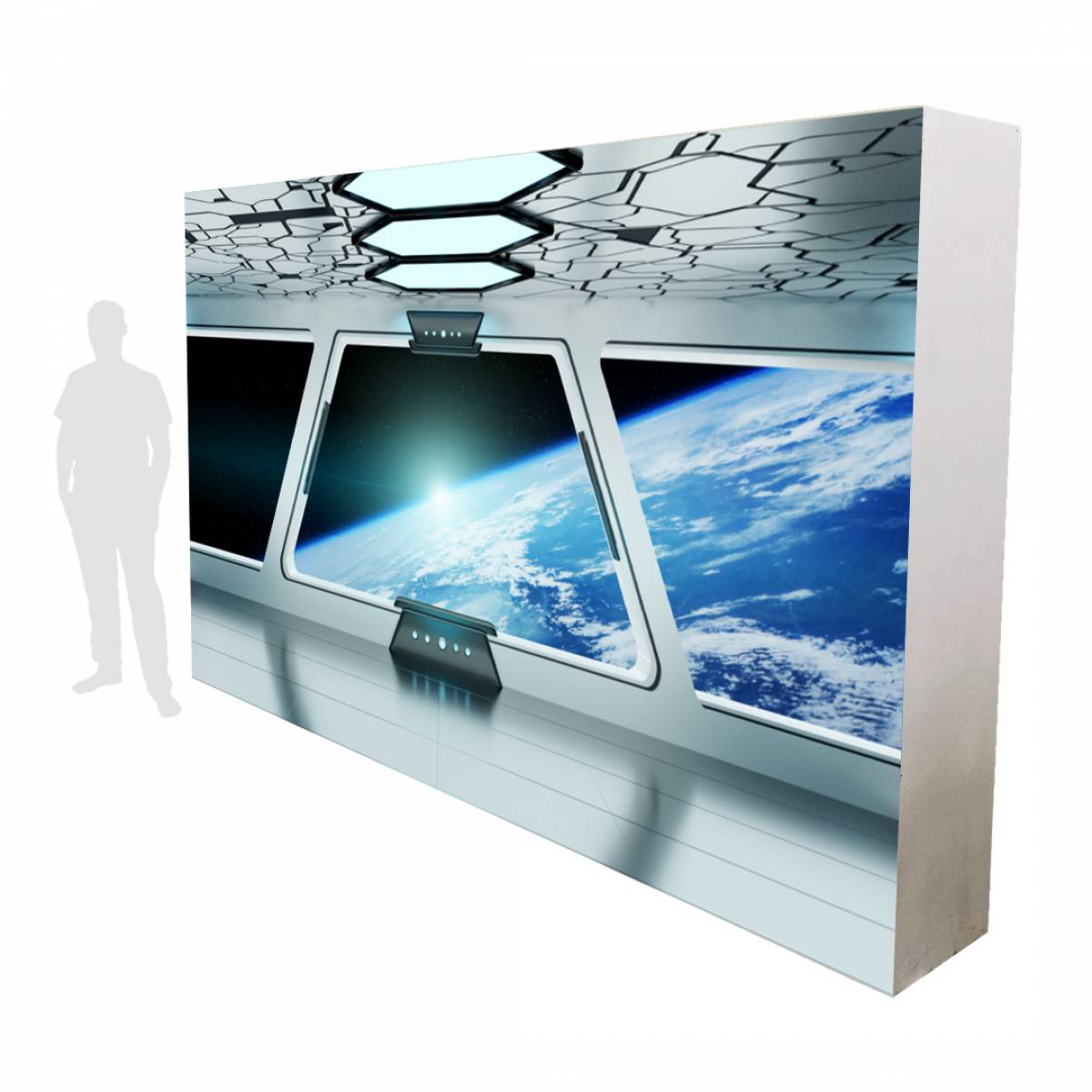 Space Theme Backdrops, Die Cut Rocket with 3D Boulders and Astronuat ...