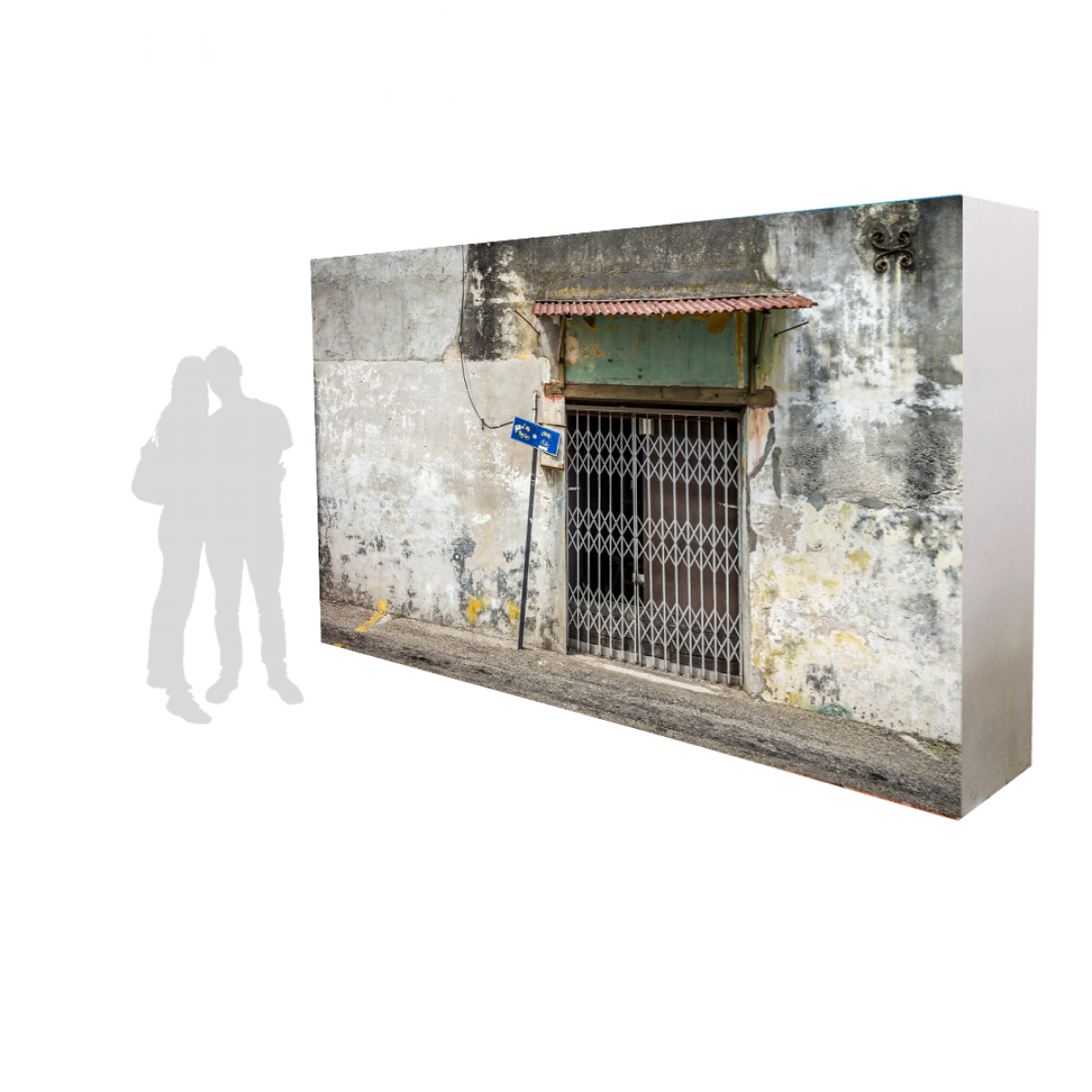 "Street Scene" Backdrop with Tricycle Drink Stall and Crate with Cane ...
