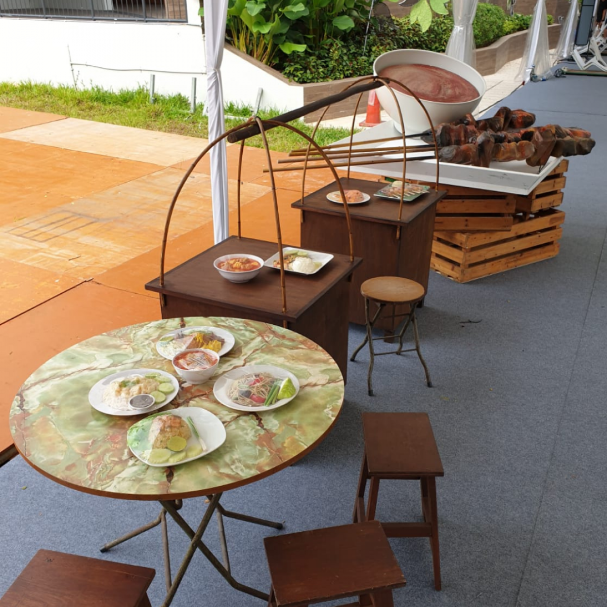 Vintage Carrying Pole and Crates with Cane Handle Street Booth - SG ...