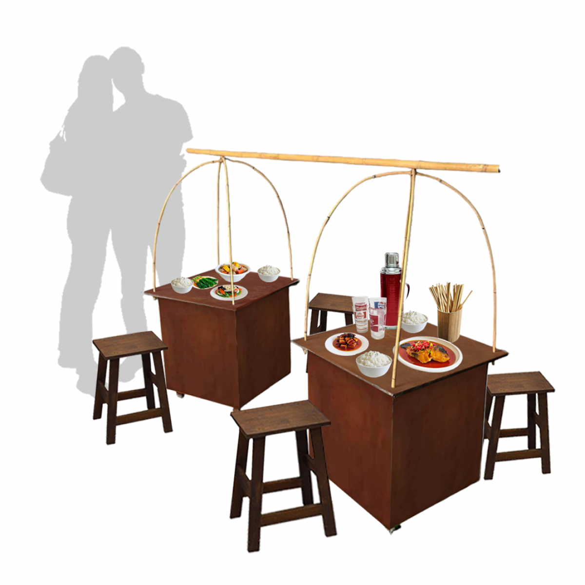 Vintage Carrying Pole and Crates with Cane Handle Street Booth - SG ...