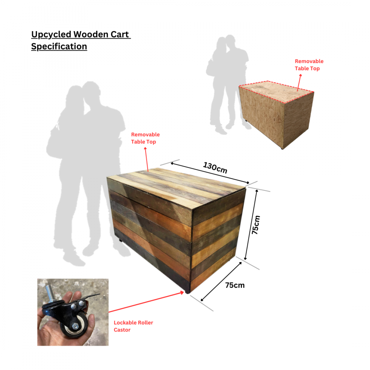 Wheelable Upcycled Wooden Cart - SG Largest Eco Friendly Furniture ...