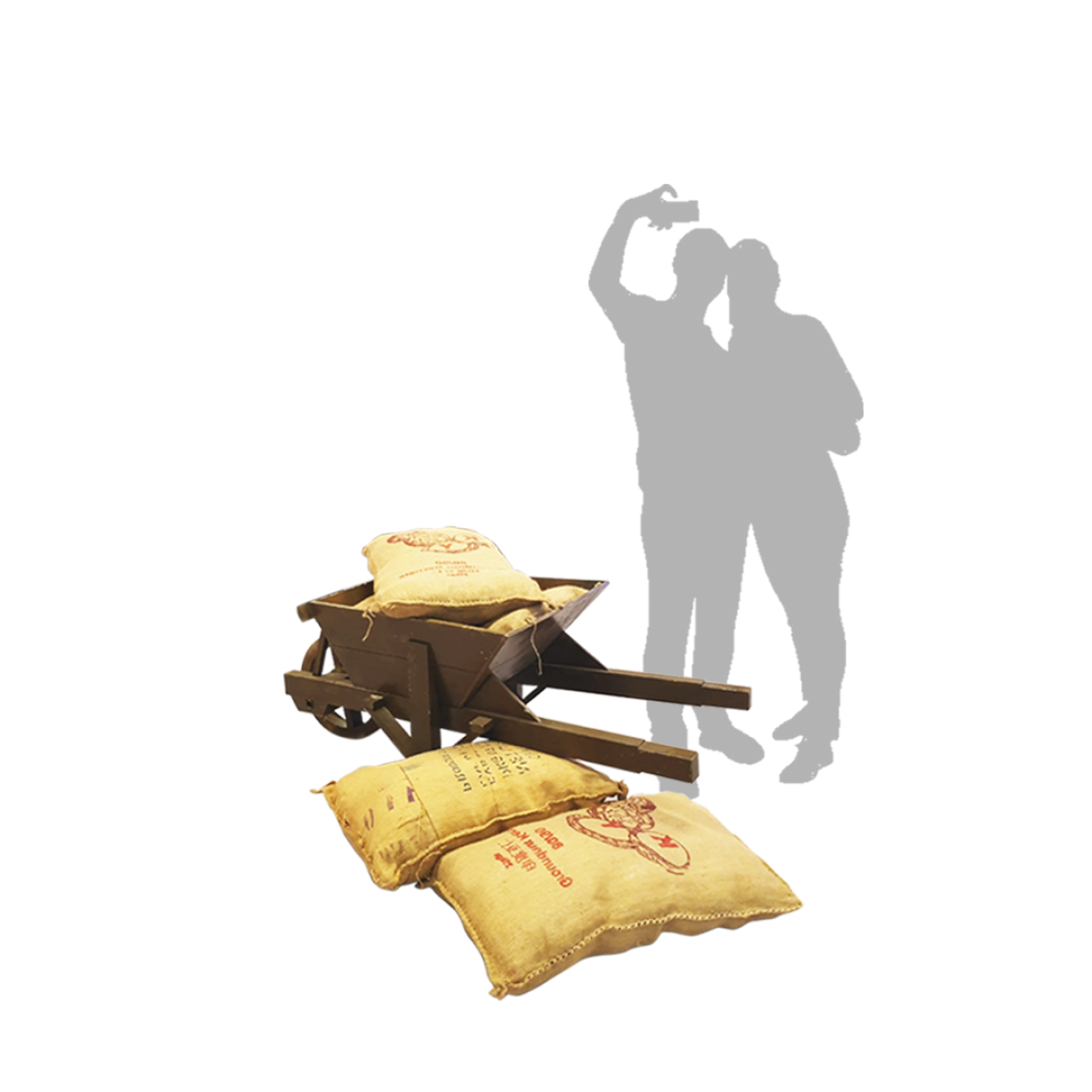 Wooden Wheel Barrow with Burlaps Gunny Sack - SG's Largest Heritage ...