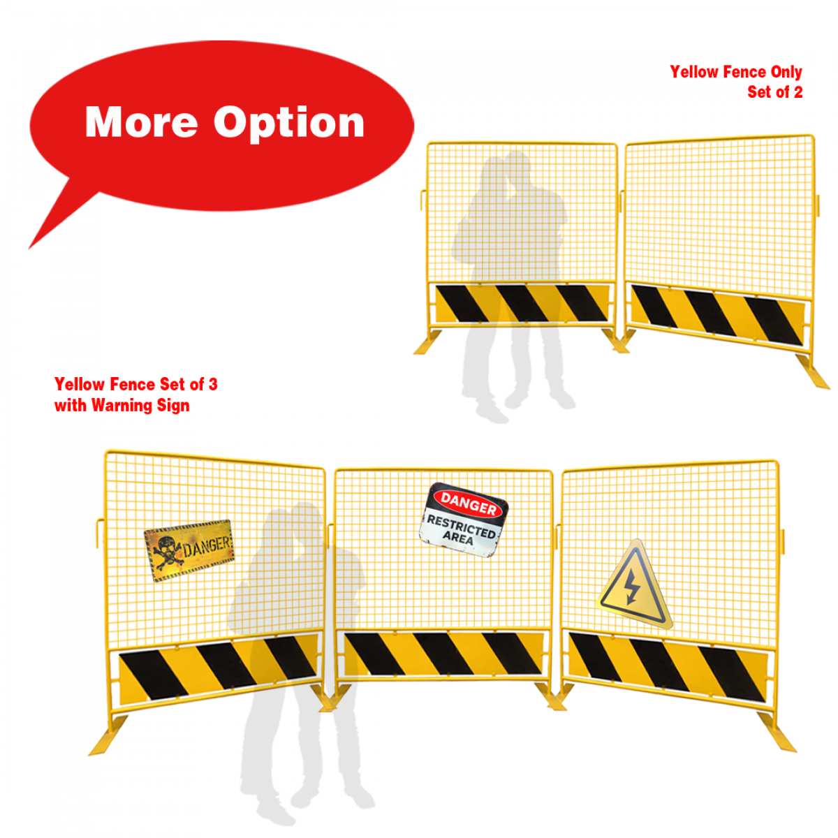 Yellow Fencing with Warning & Cautious Signs Options - SG's Largest Event Barrier and Barricades ...