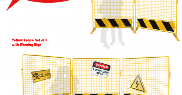 Yellow Fencing with Warning & Cautious Signs Options - SG's Largest ...