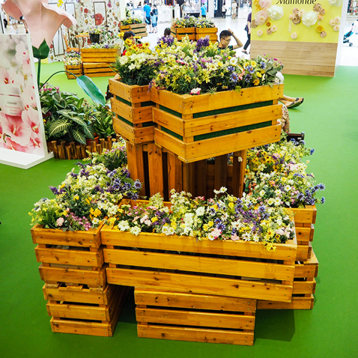Wooden Crates with Flowers - SG Largest Outdoor Garden Props and Decor ...