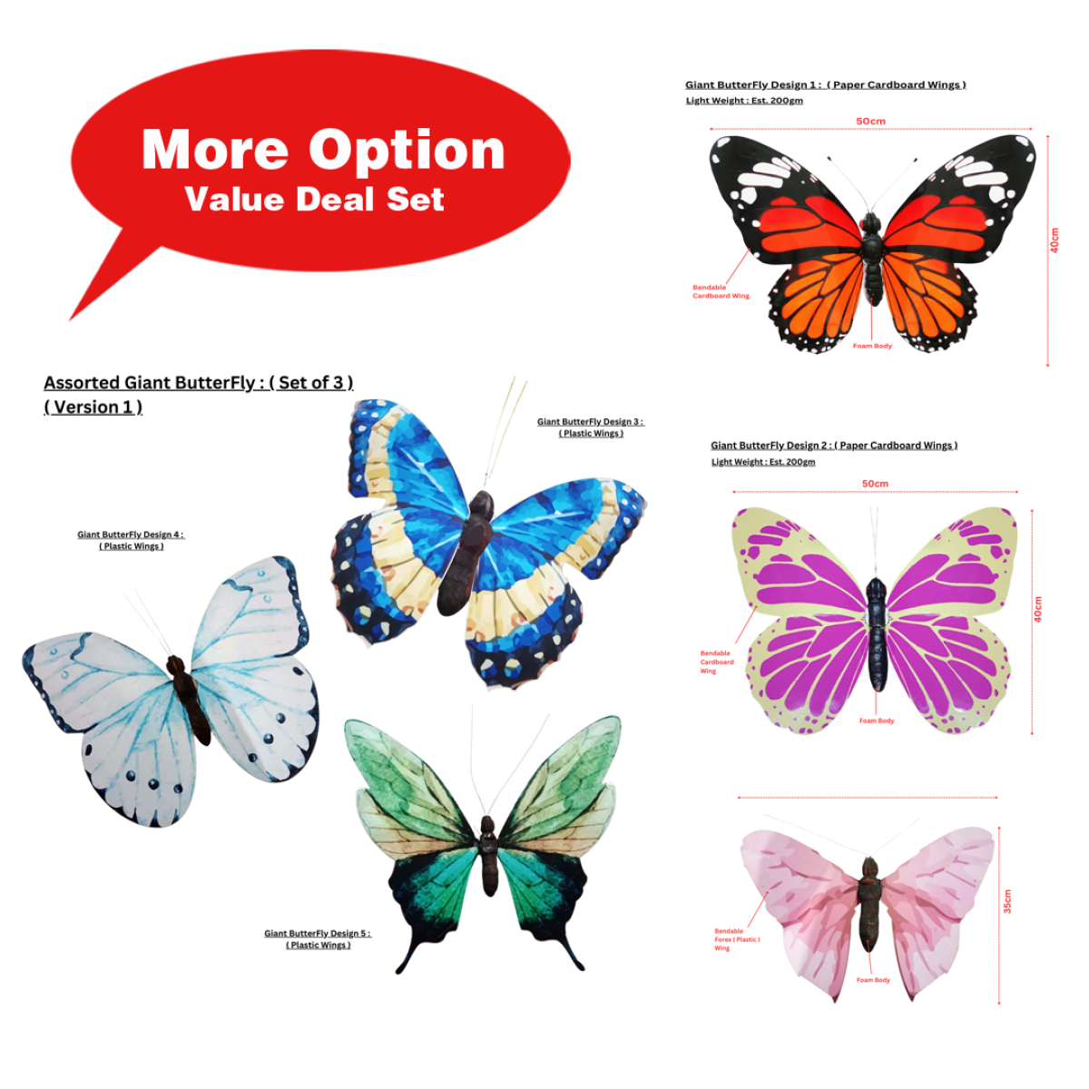 Giant Butterfly Props Rental | Garden & Fantasy Event Decor